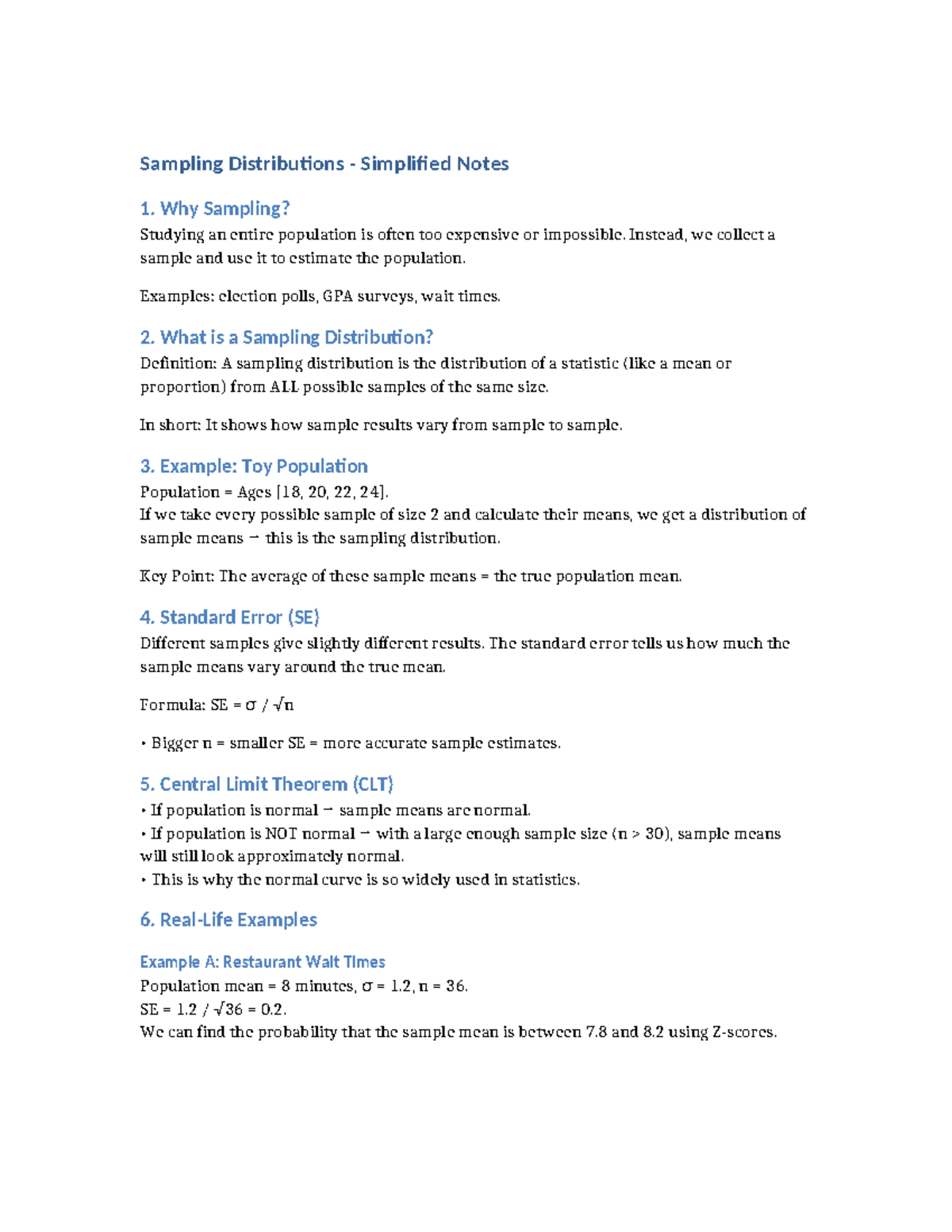 Sampling Distributions: Key Concepts & Real-World Applications - Studocu