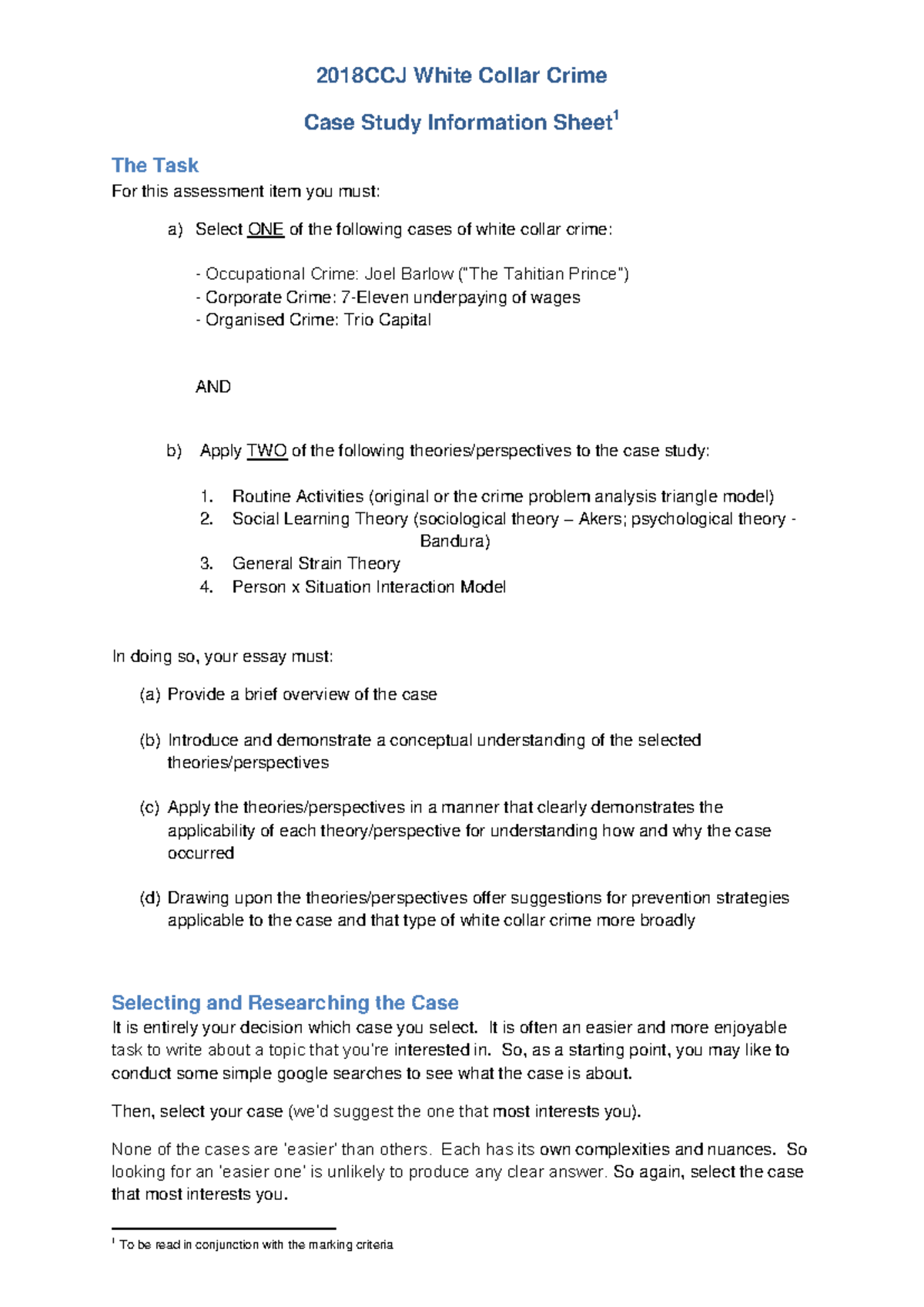 2018 CCJ Case Study Information Sheet - 2018CCJ White Collar Crime Case ...