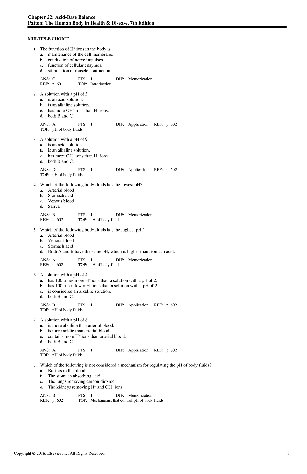 Acid-Base Balance Mechanisms in the Human Body (BIO 101 Final Exam ...
