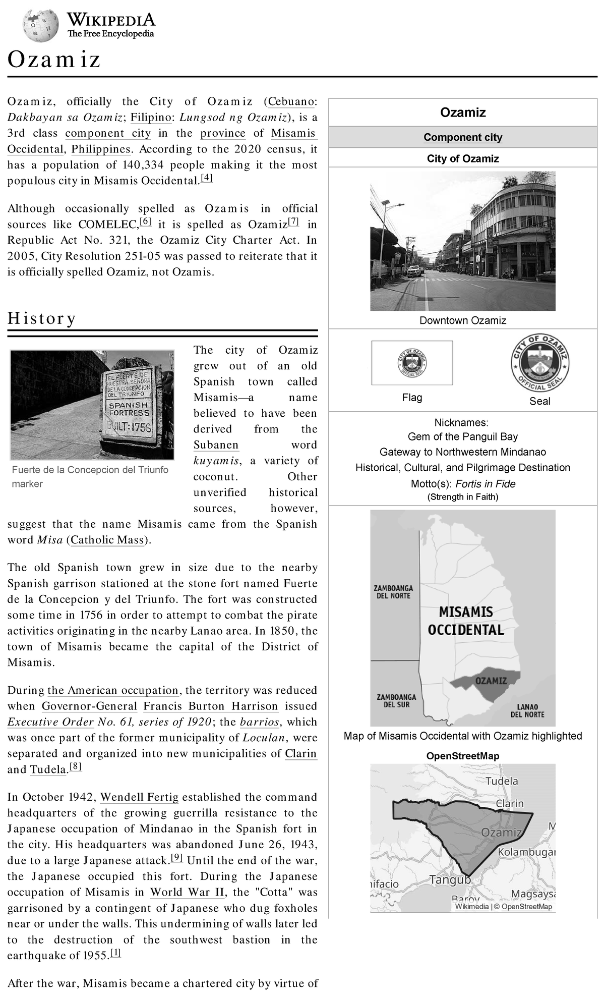 Ozamiz City Overview: Geography, History & Key Features - Studocu