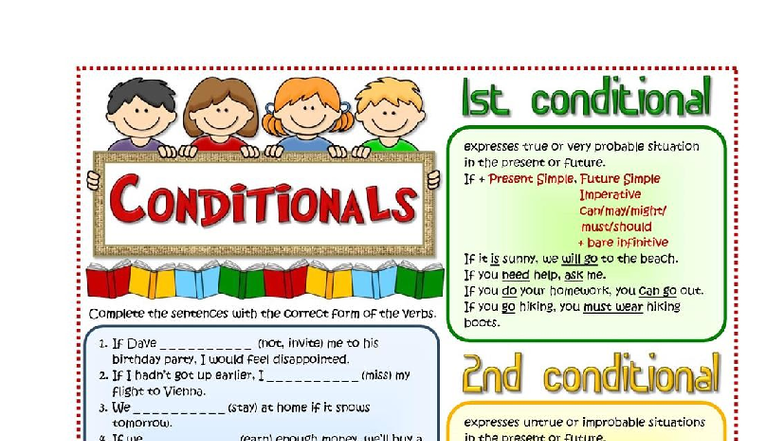 3 Conditionals - Ejercicios (1st, 2nd, 3rd) - Studocu