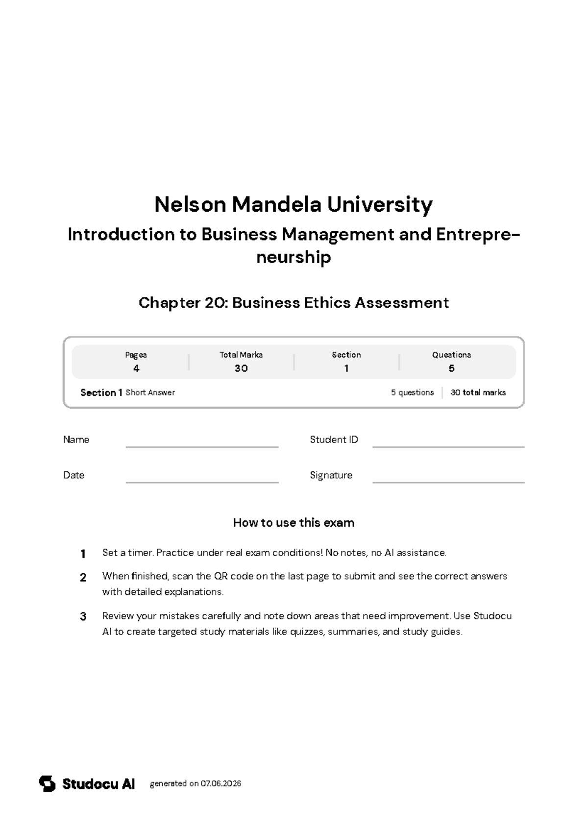 Chapter 20: Business Ethics Assessment - Studocu