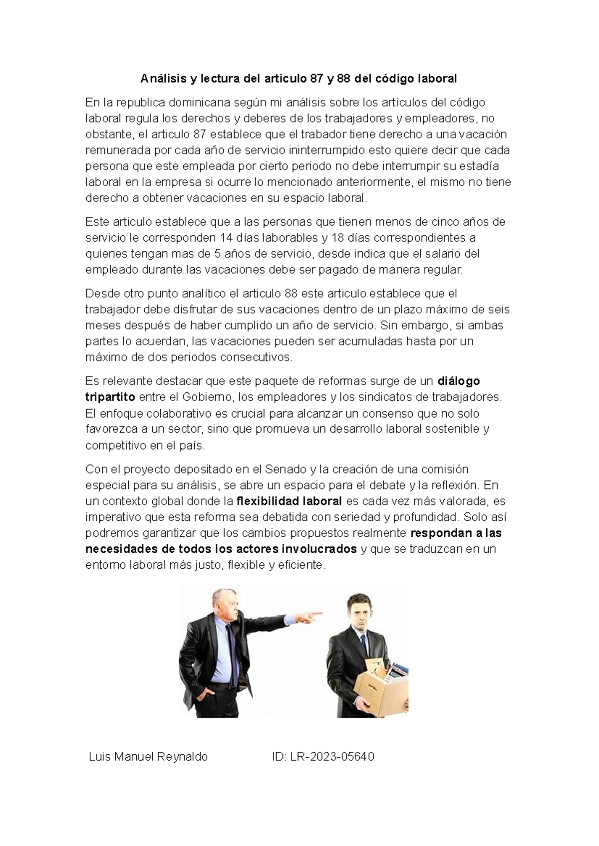 Análisis de Artículos 87 y 88 del Código Laboral en RD - Studocu