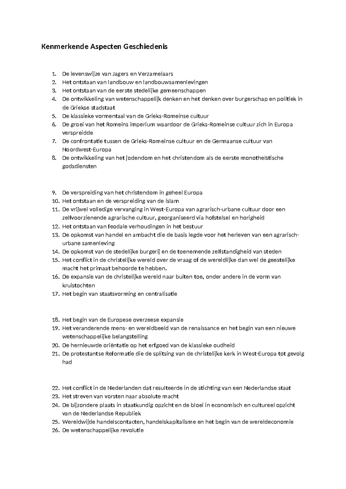 Kenmerkende Aspecten van de Geschiedenis: Een Overzicht - Studeersnel