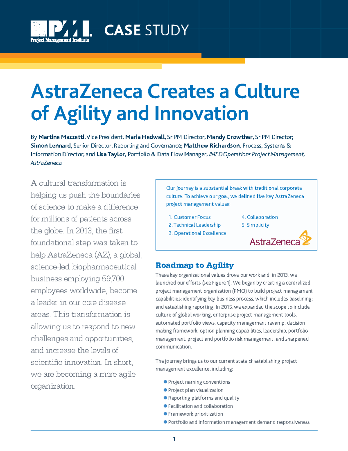 AstraZeneca PMO Case Study: Cultivating Agility and Innovation - Studocu