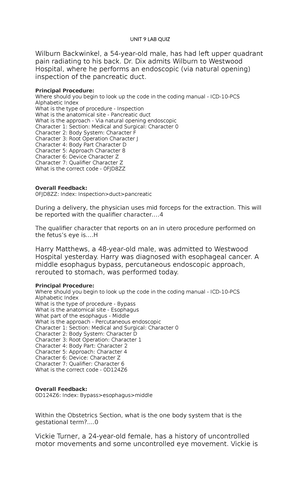 PCS Coding Questions - HI255 UNIT 7 LAB QUIZ Micah Fullmore, a 17-year ...