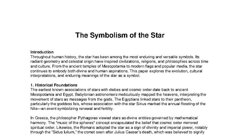 The Symbolism of the Star: Cultural and Historical Perspectives - Studocu