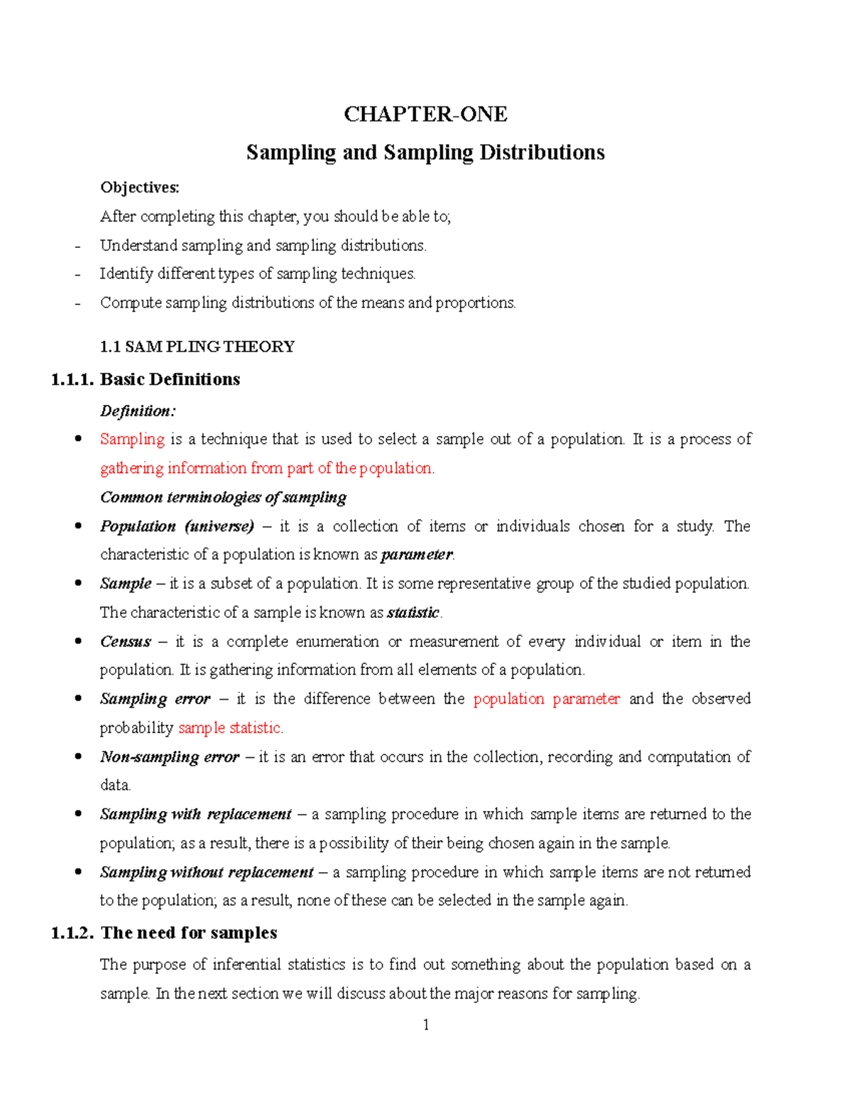 Chapter 1: Sampling and Sampling Distributions - Statistics for Management - Studocu