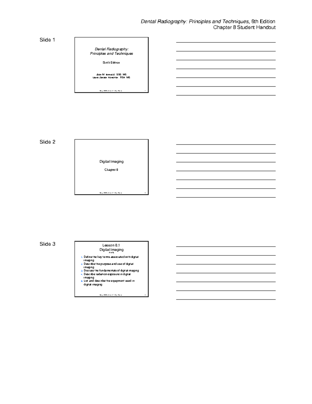 Dental Radiography: Digital Imaging Overview - Chapter 8 Handout - Studocu
