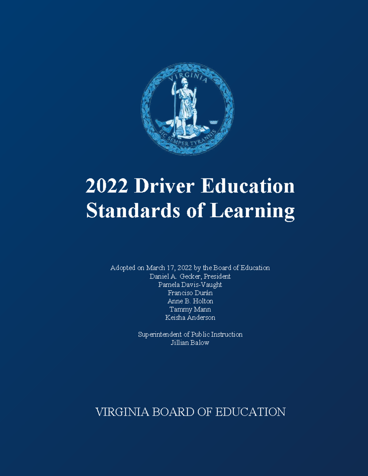 2022 Driver Education Standards of Learning for Virginia Public Schools ...