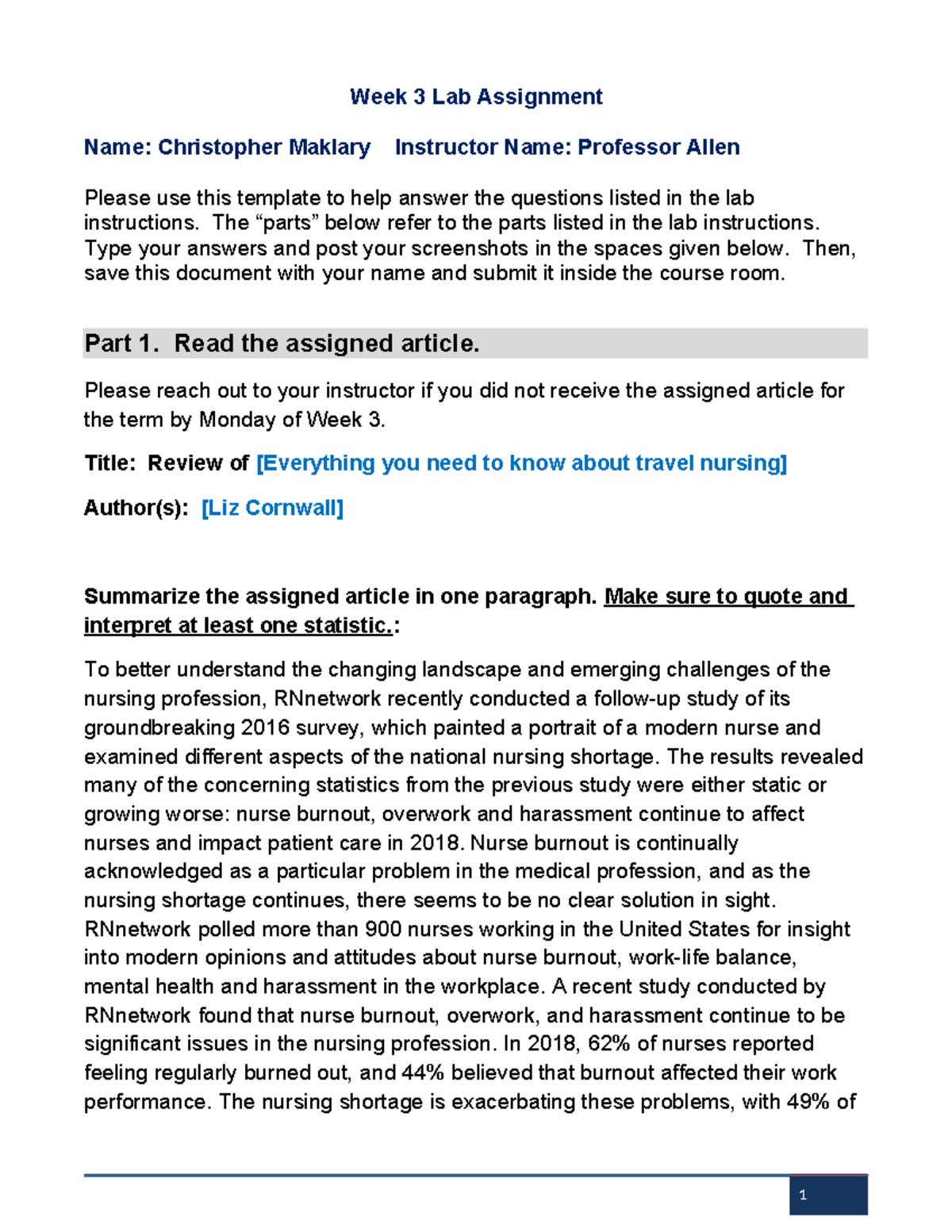 Math225N Week 3 Lab: Analyzing Nurse Burnout Data and Trends - Studocu