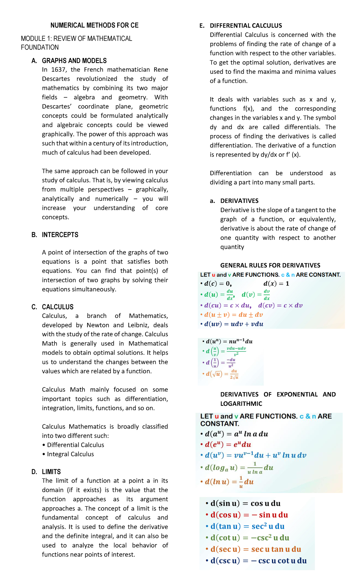 Numerical Methods for CE: Mathematics Foundations and Applications - Studocu