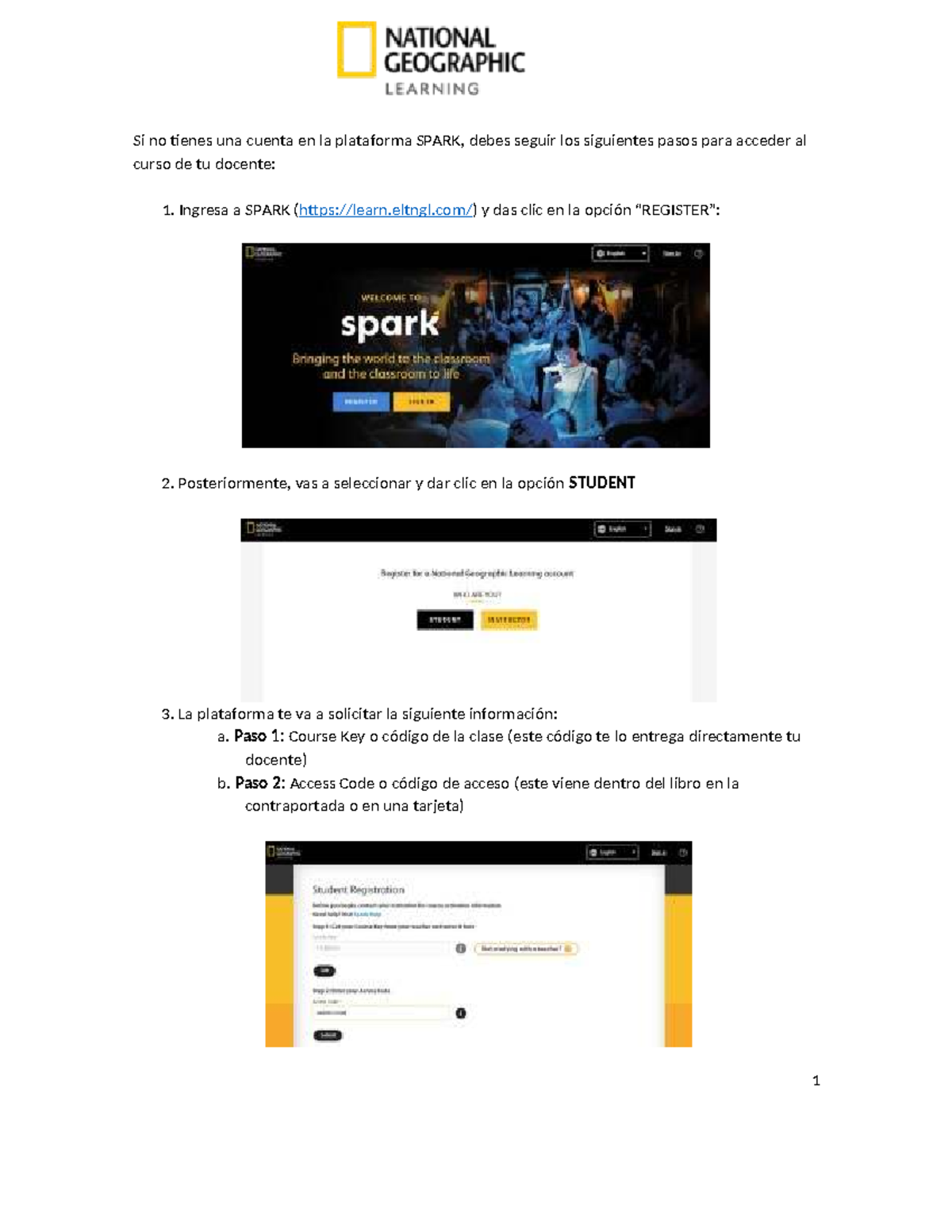 Tutorial de Registro de Estudiante en SPARK - Guía Paso a Paso - Studocu