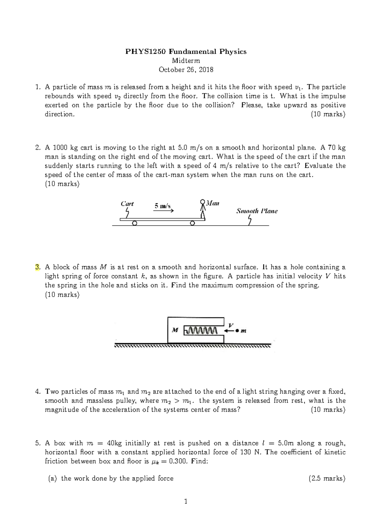 PHYS1250 Fundamental Physics Midterm Exam Notes - Oct 2018 - Studocu