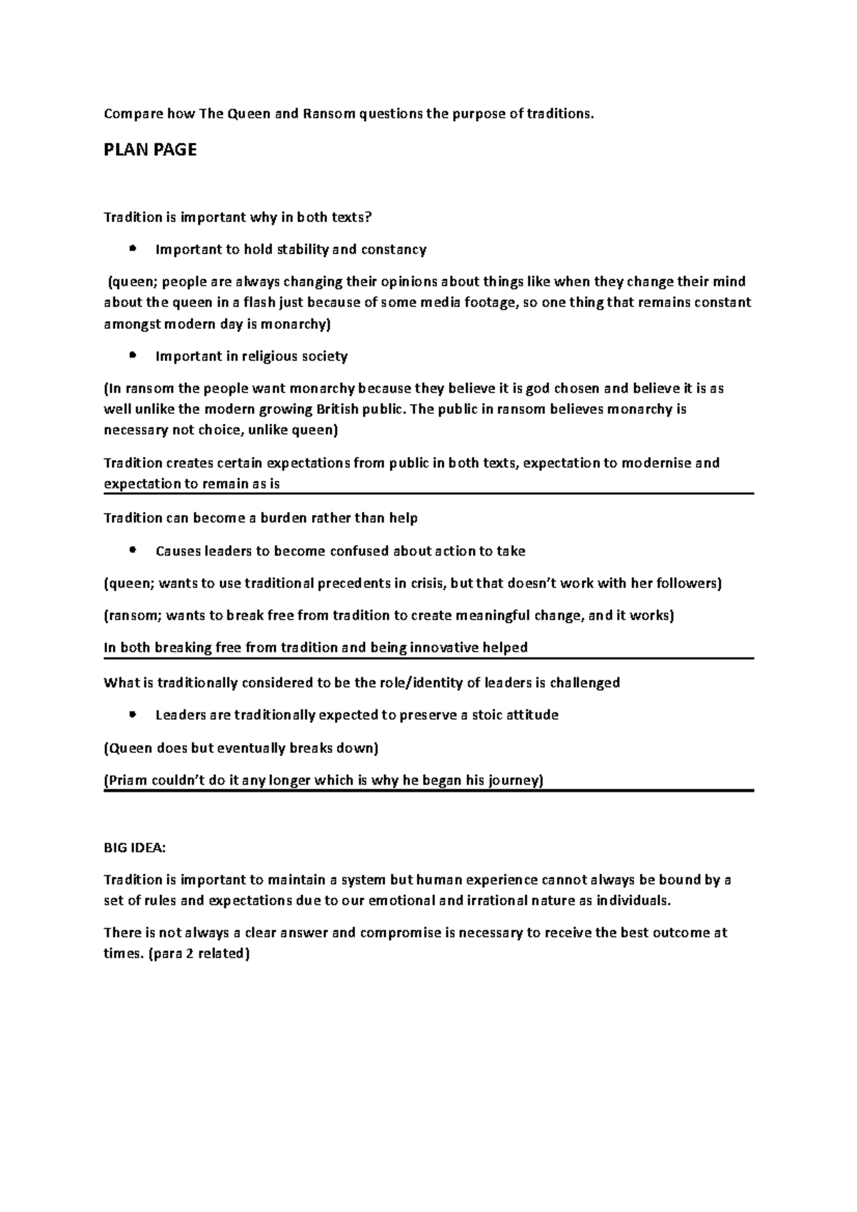 comparative intro and body 1 - Compare how The Queen and Ransom ...