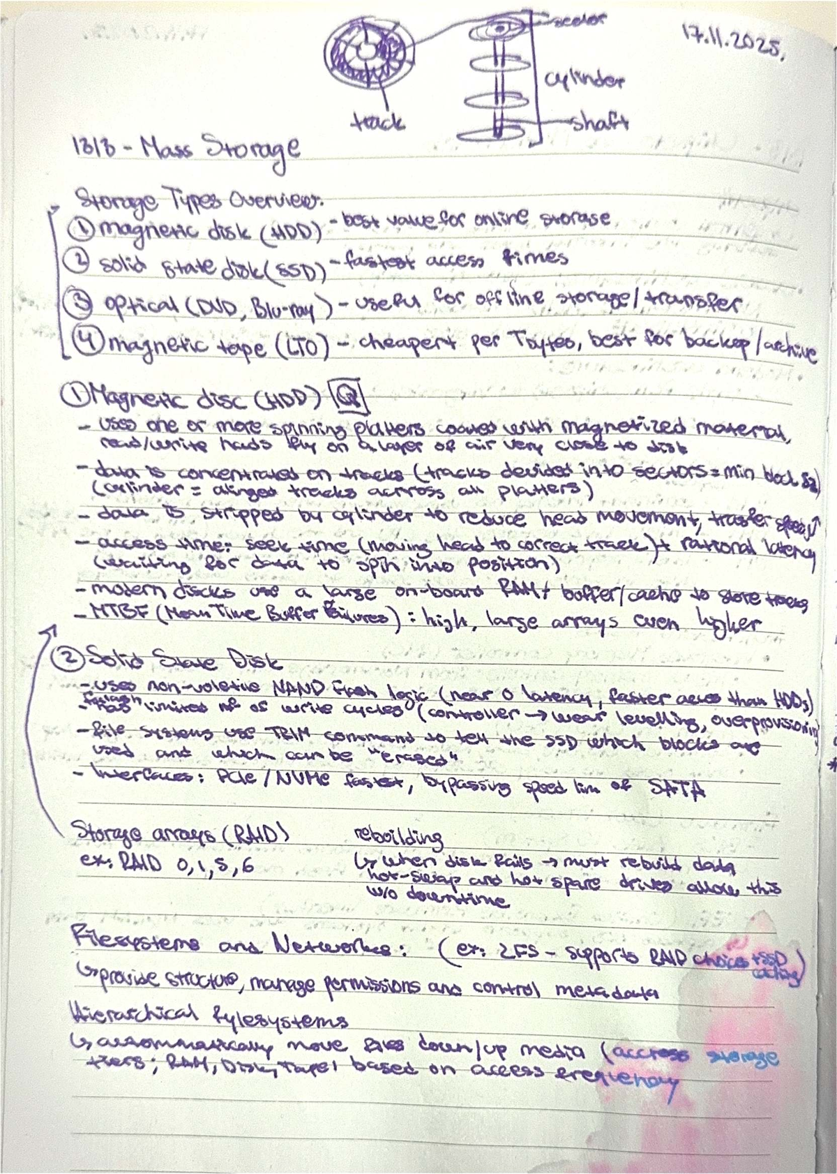 Mass Storage Overview - Short Lecture Notes (Week 8) - Studocu