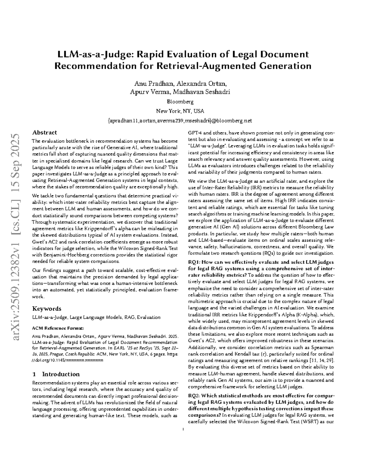 Rapid Evaluation of Legal Document Recommendation for Generation (RAG ...