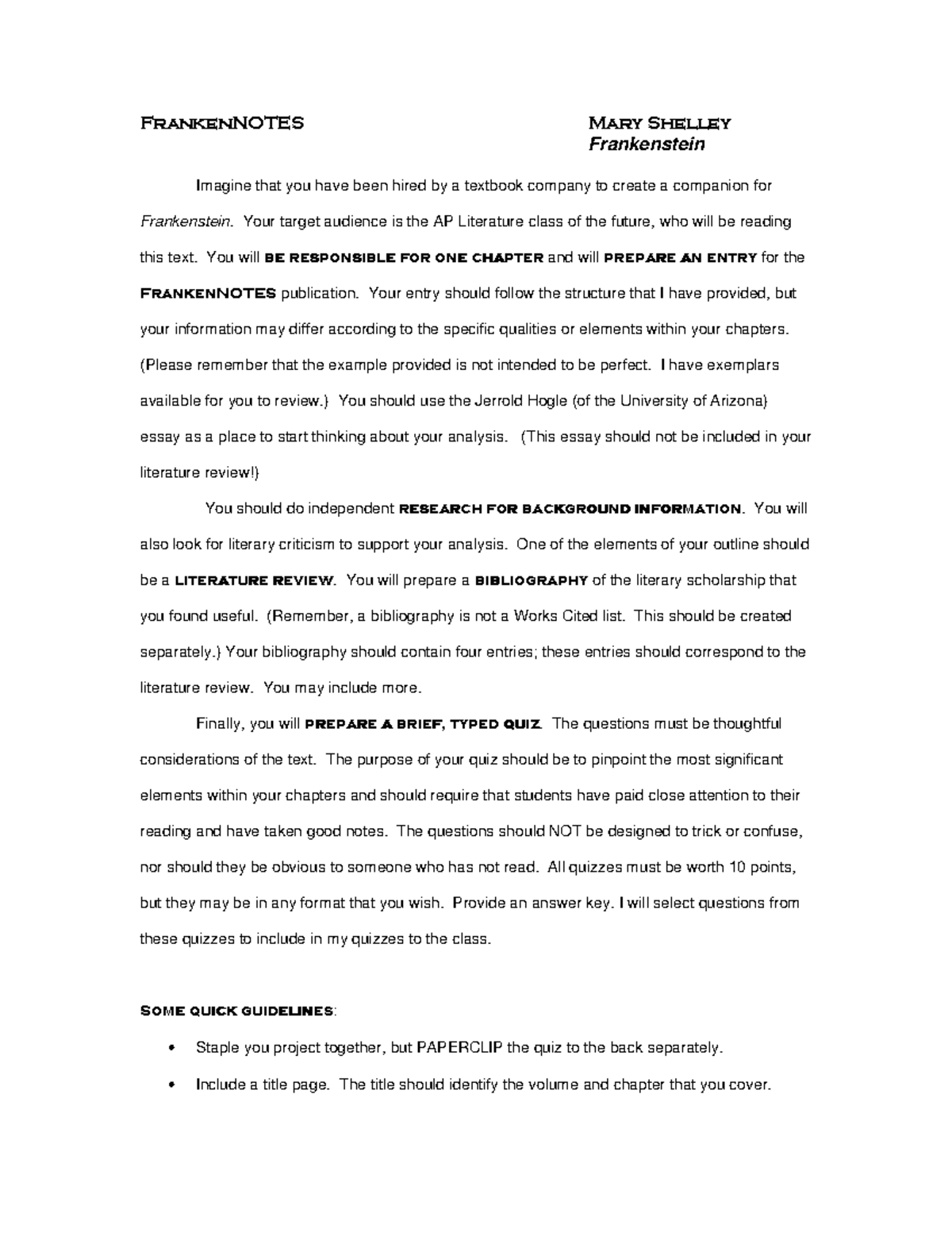 Frankenstein Companion Notes for AP Literature (AP English) - Studocu