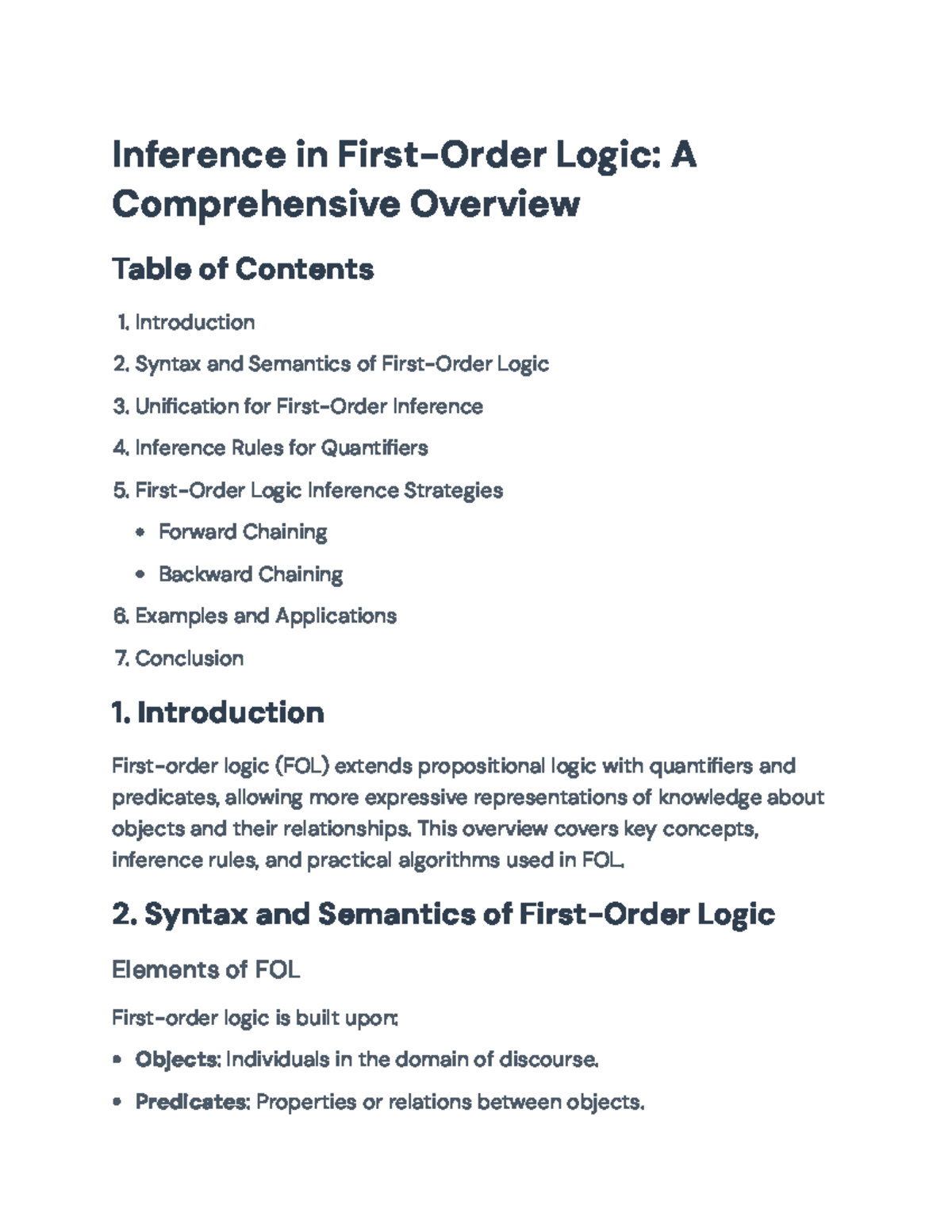 Inference in FOL: A Comprehensive Overview of Logic Techniques - Studocu
