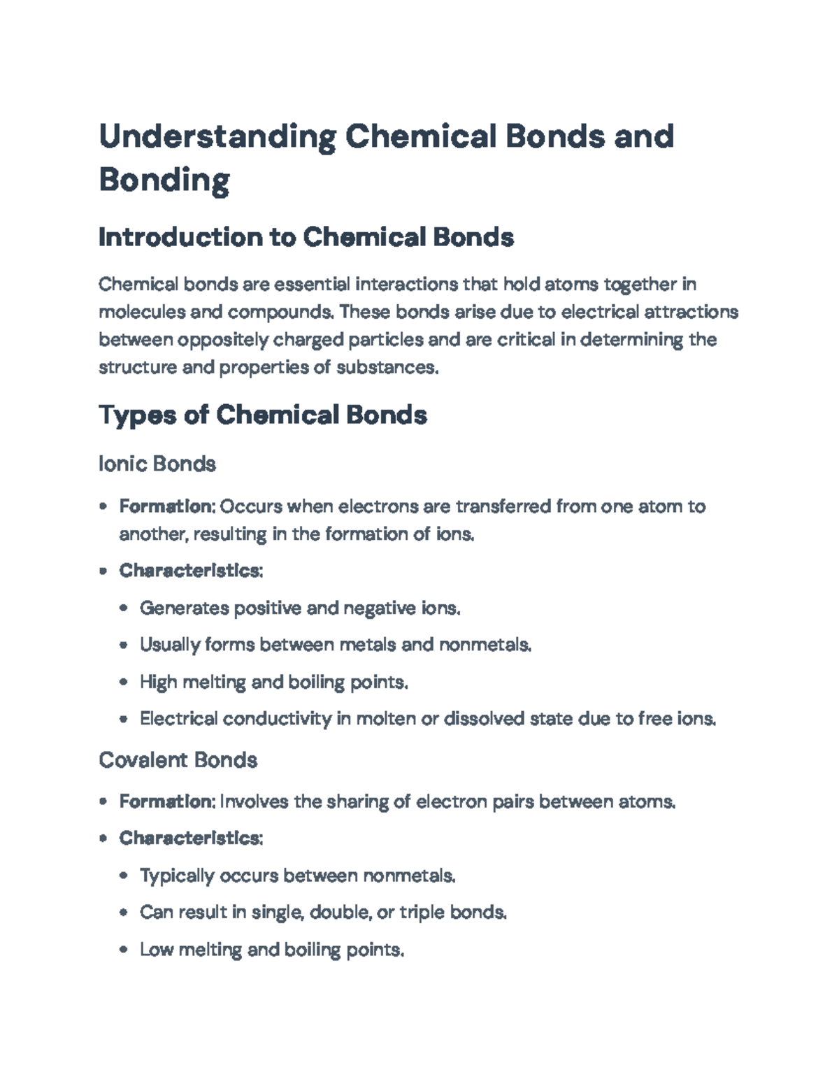 Understanding Chemical Bonds: Types, Characteristics, and VSEPR Theory ...