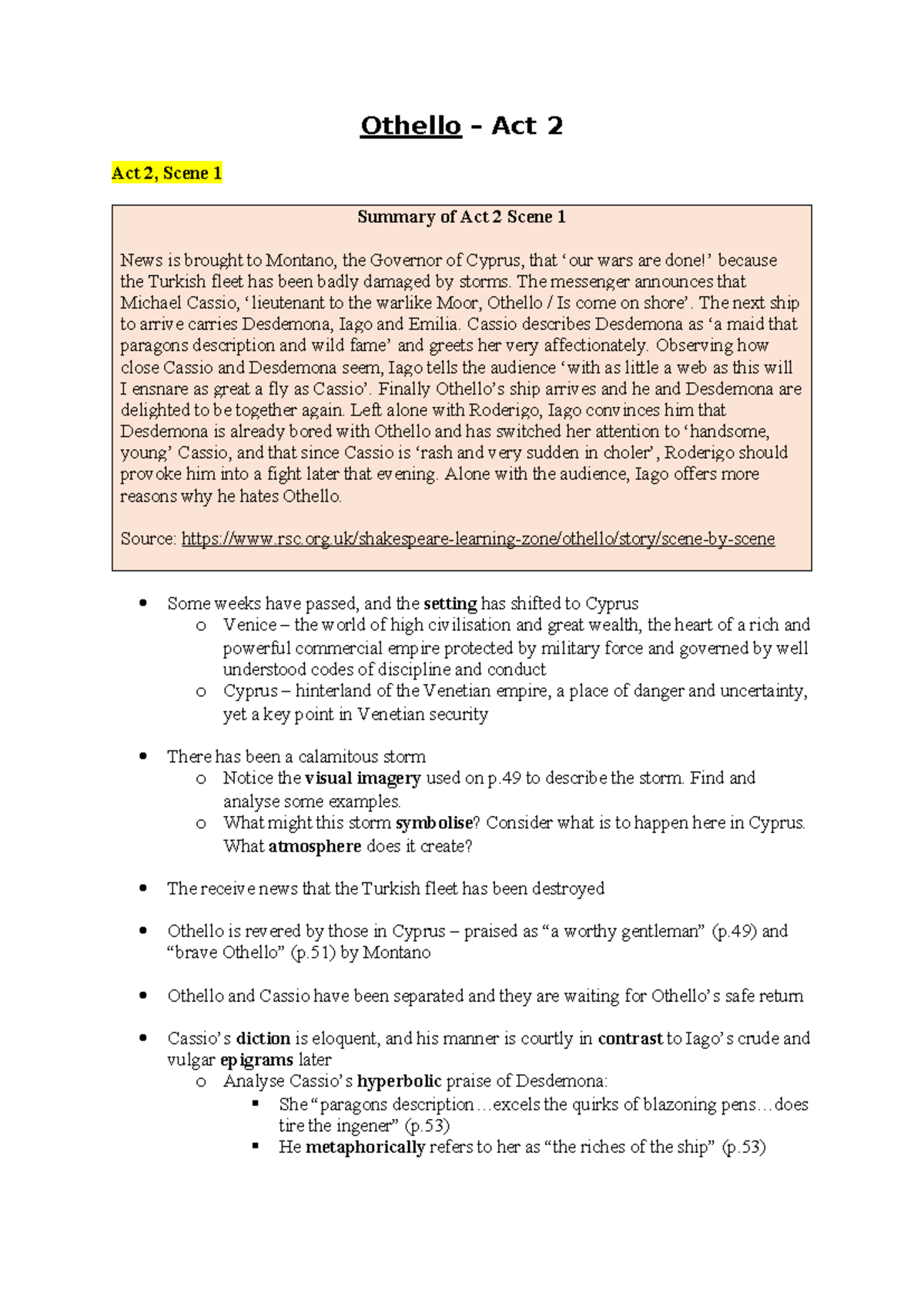 Act 2 Summary & Analysis of Othello: Key Themes and Character Insights ...
