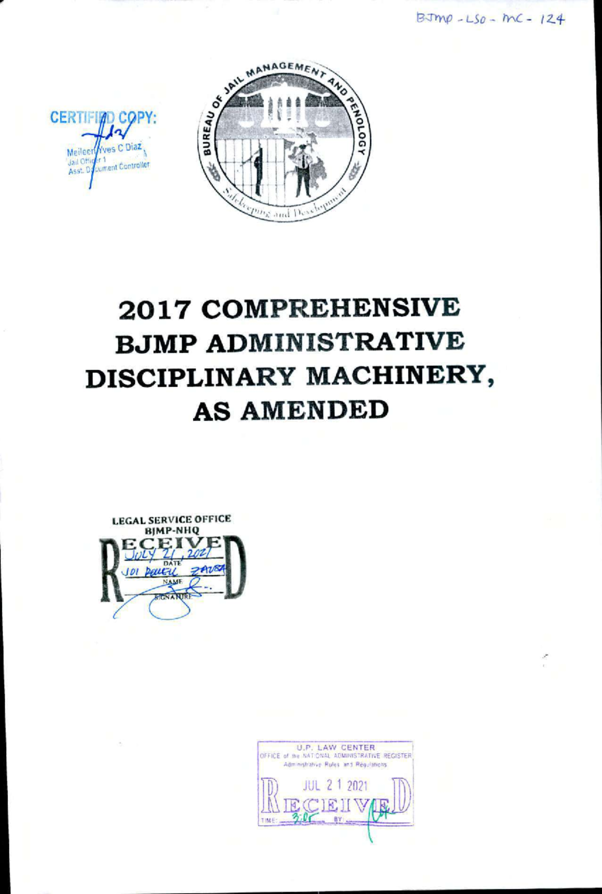 BJMP-LSO-MC-124: 2017 Comprehensive Administrative Disciplinary ...
