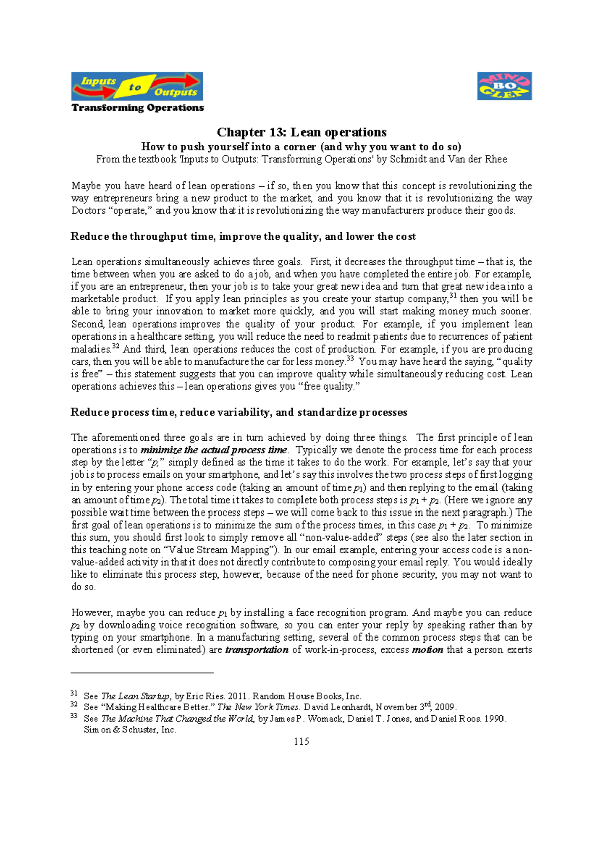 Chapter 13 Lean Operations - Chapter 13: Lean operations How to push yourself into a corner (and ...