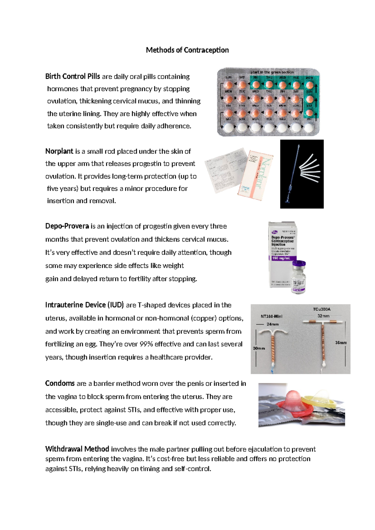 Methods of Contraception - Methods of Contraception Birth Control Pills ...