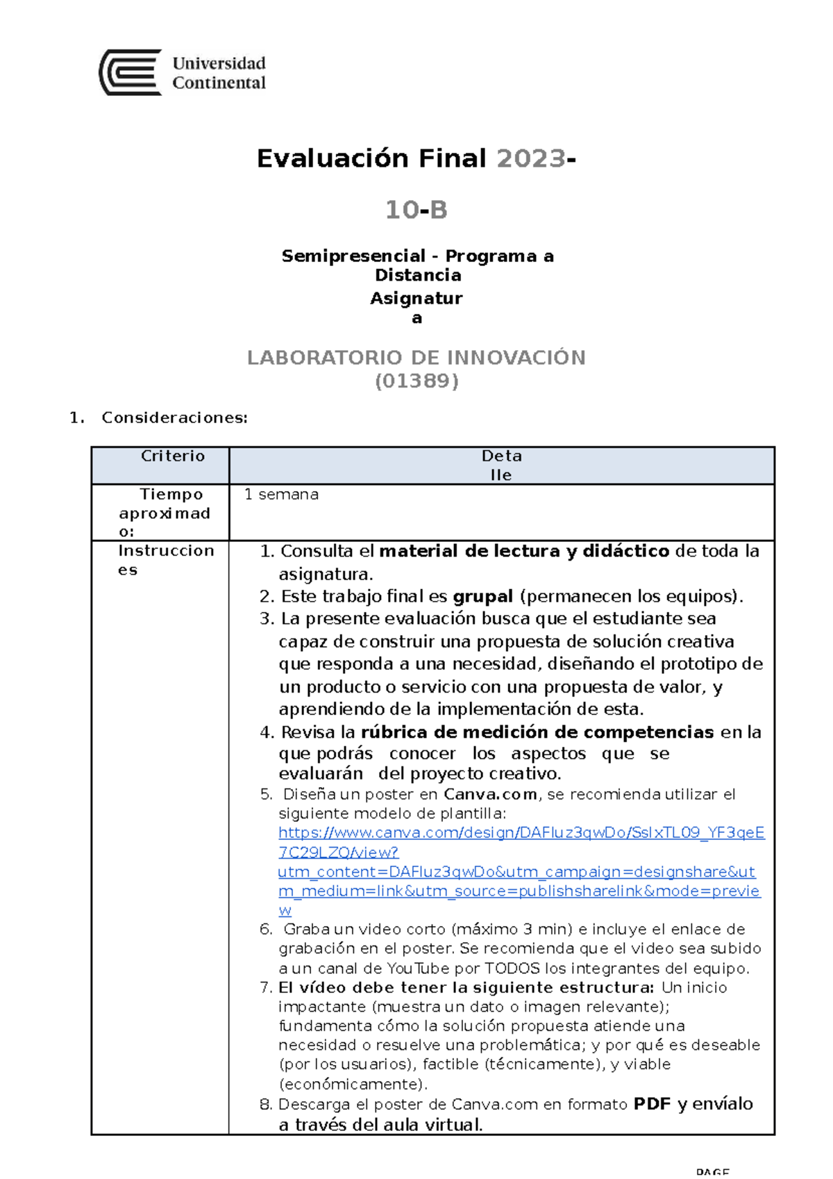 Examen Final - Evaluación Final 2023 - 10 - B Semipresencial - Programa a Distancia Asignatur a ...