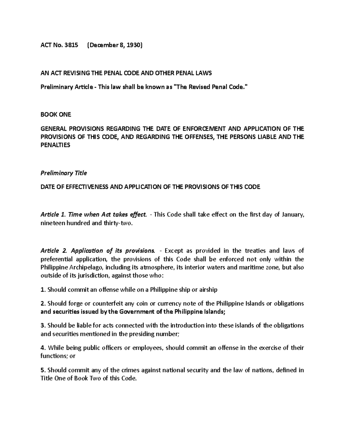RPC - Codal - Lecture Notes on Revised Penal Code Overview - Studocu