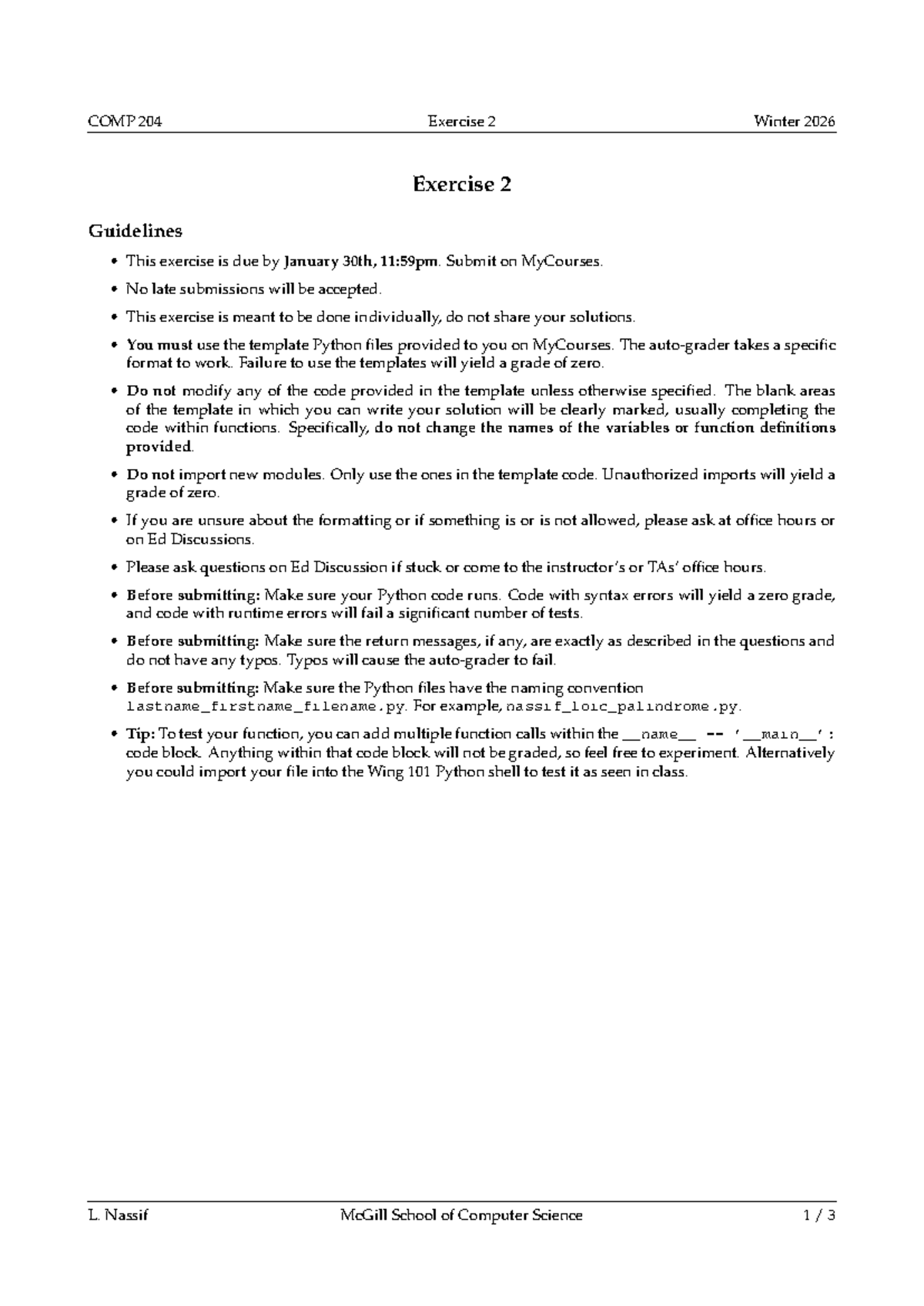 COMP 204 Winter 2026 Exercise 2 Guidelines and Nuclear Evacuation Task ...