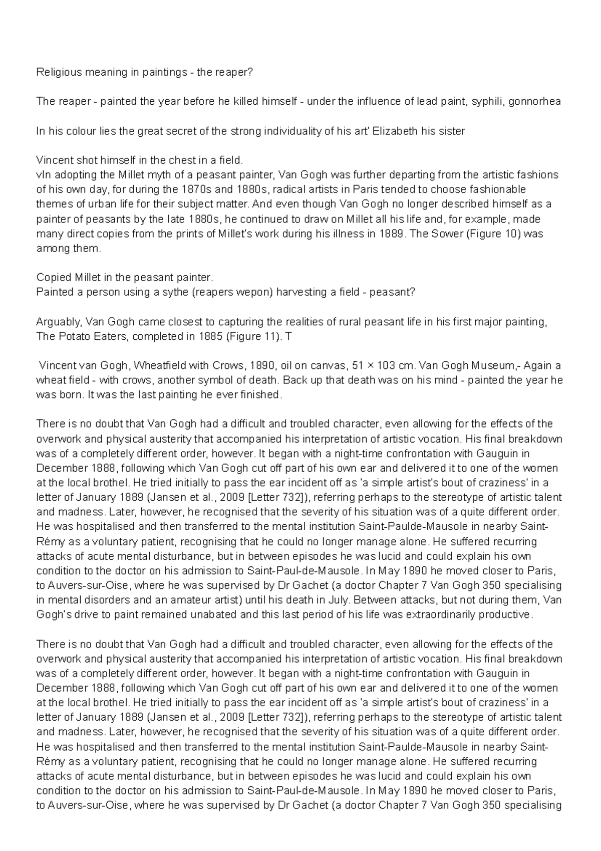 Van Gogh Notes - Religious meaning in paintings - the reaper? The ...