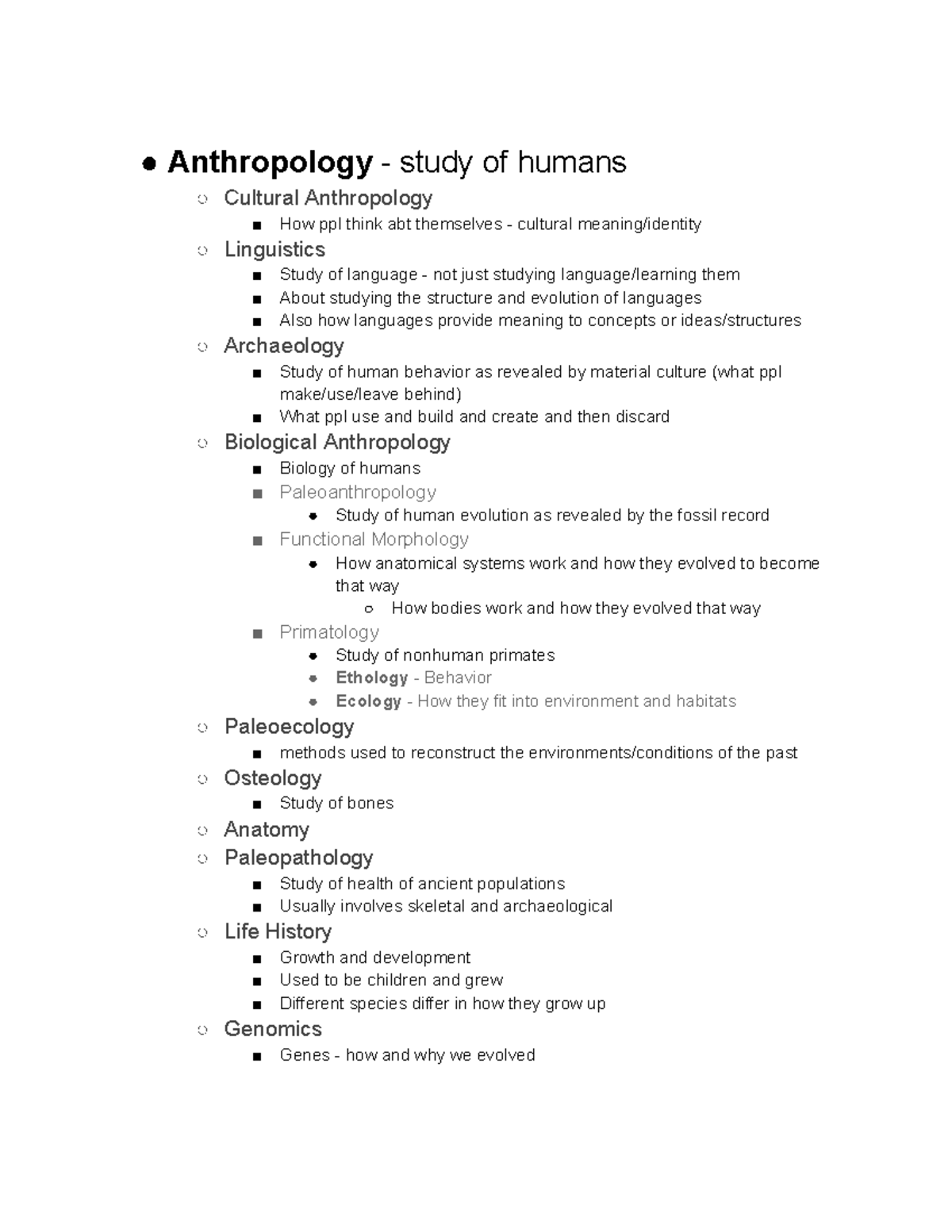 Cultural Anthropology Overview: Key Concepts and Subfields - Studocu