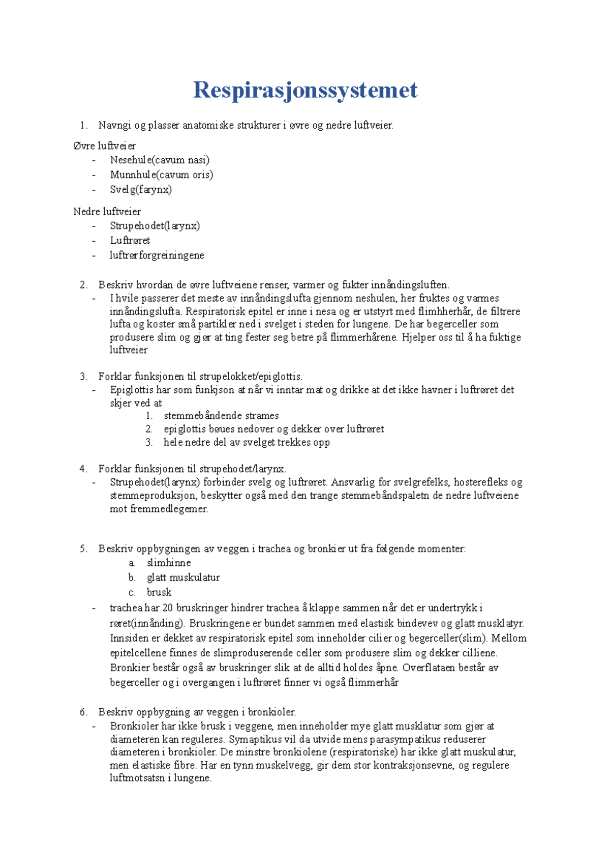 Respirasjonssystemet: Detaljerte Studier del 2 (Anatomi & Funksjon ...