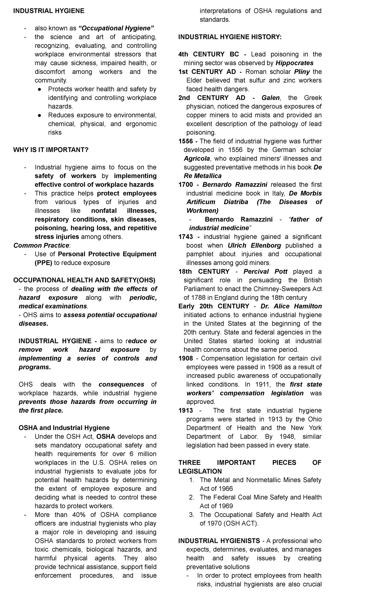 Basic Occupational Safety and Health (OSH 101) Summary and Insights ...