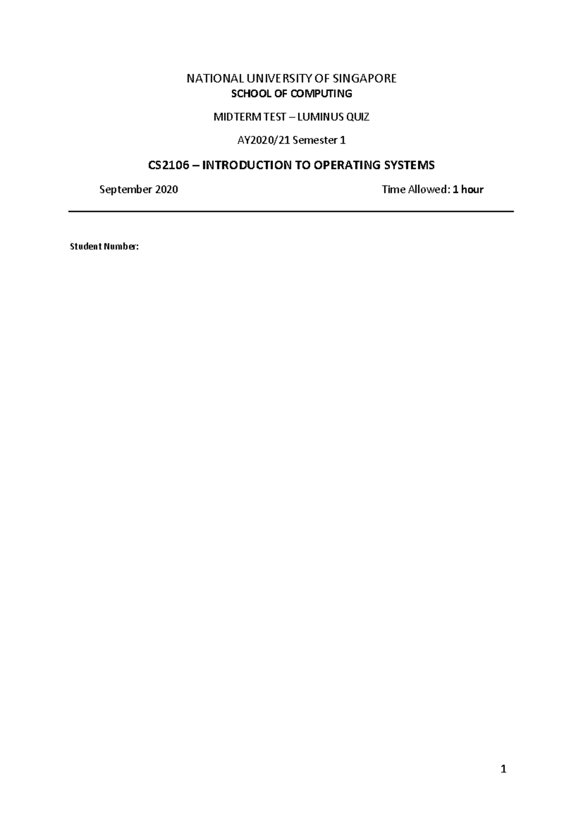 CS2106 Midterm Test Notes: Introduction to Operating Systems - Studocu