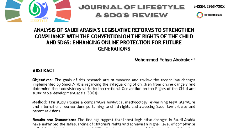 Saudi Legislative Reforms for Child Rights & Online Safety: A ...
