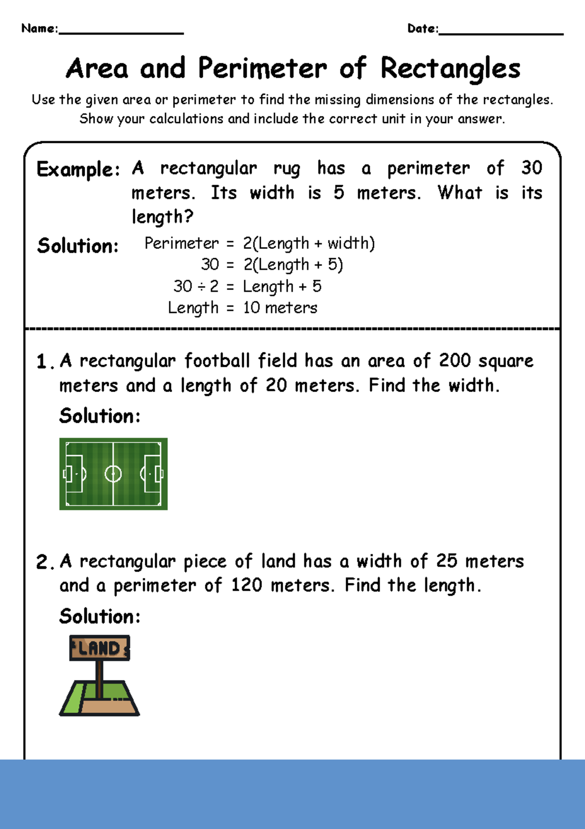 Perimeter Of Rectangle Worksheet With Answers