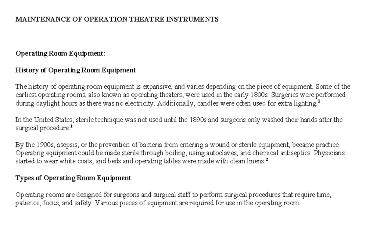 Maintenance of Operating Theatre Instruments - A Comprehensive Guide ...