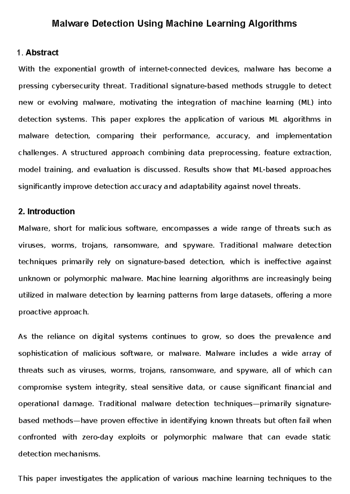 Malware Detection Using ML Algorithms: A Comprehensive Study Update ...
