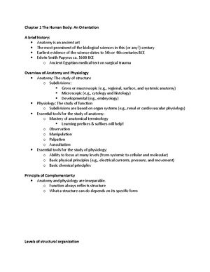 Anatomy Notes - Google Docs - The Human Body Chapter 1 Subdisciplines ...