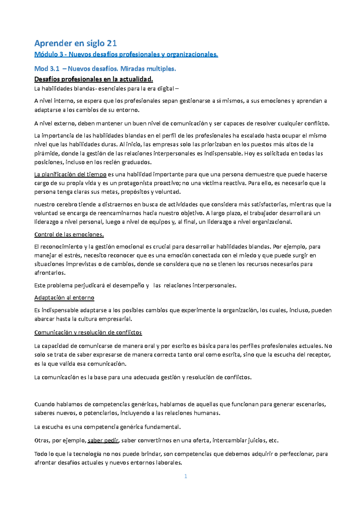 Aprender en el Siglo 21: Módulo 3 - Desafíos Profesionales y ...