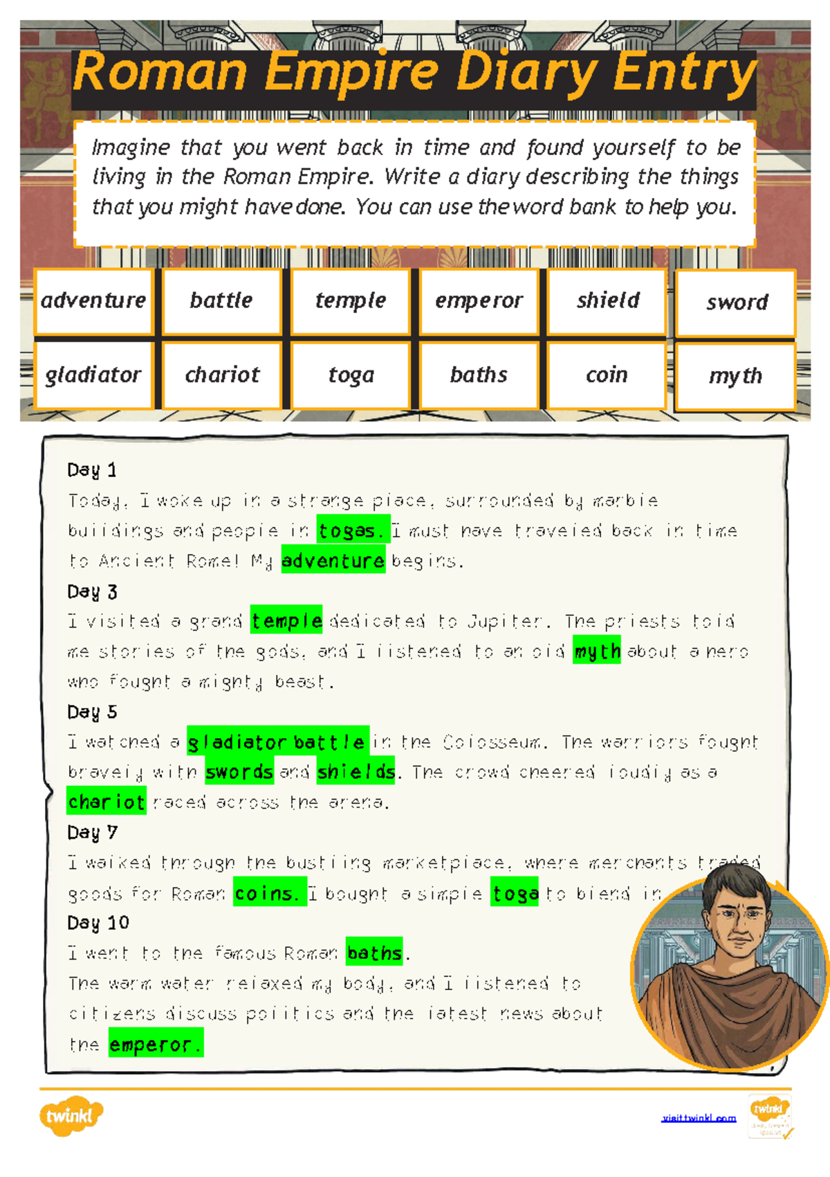 Roman Empire Diary Entry: Adventures in Ancient Rome - Studocu