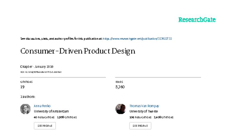 Product Design Chapter 18: Insights and Consumer Perspectives - Studocu