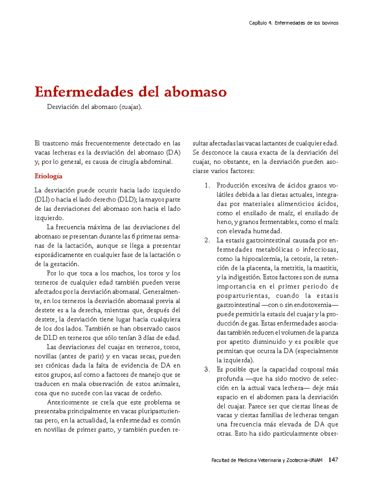 Enfermedades del Abomaso en Bovinos: Desplazamiento Abomasal (DA) - Studocu