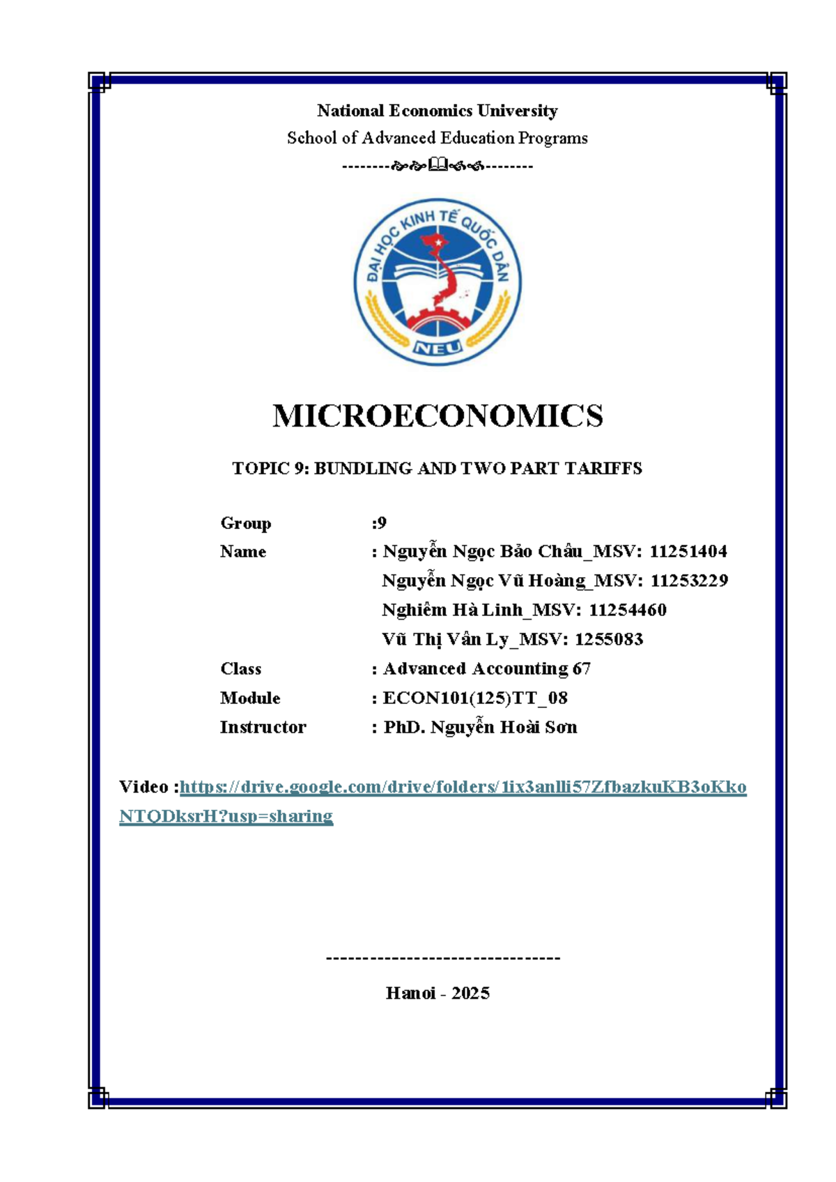 ECON101(125)TT_08: Group 9 Study on Bundling & Two-Part Tariffs - Studocu