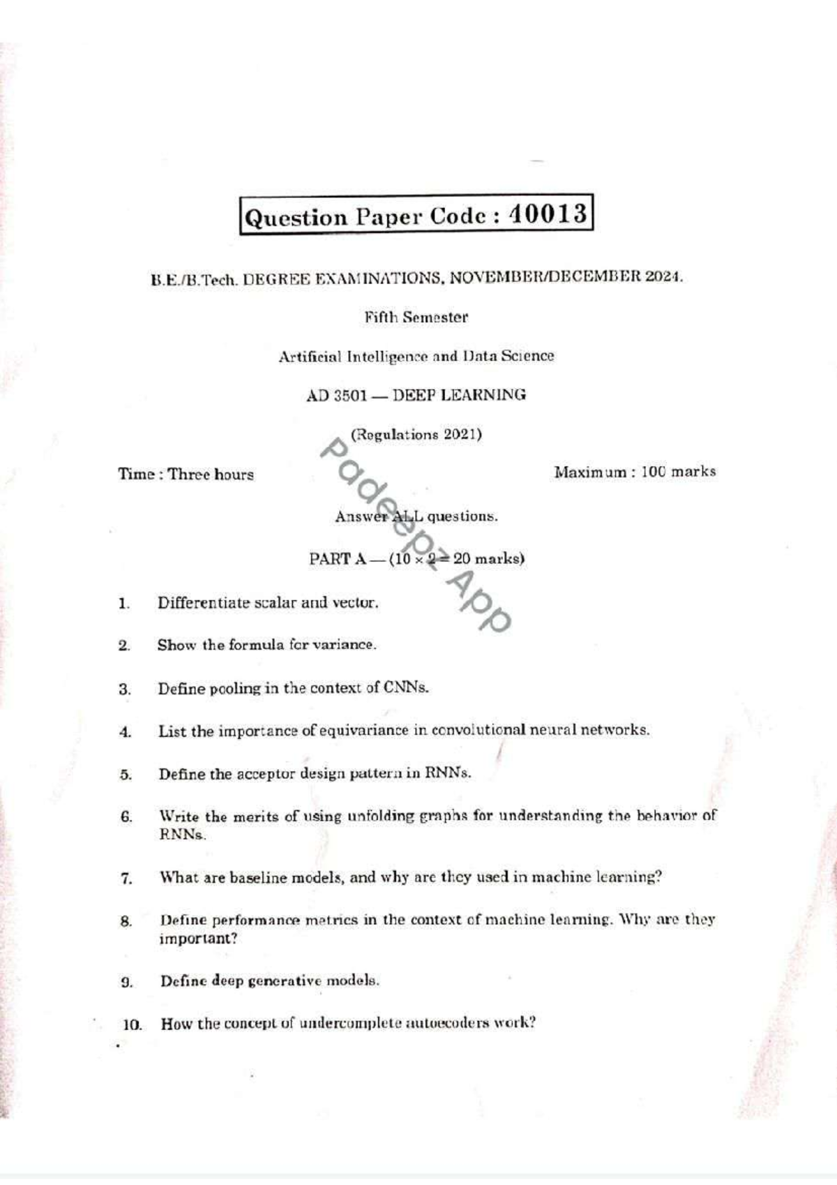 AD3501 Deep Learning Lecture Notes - Nov-Dec 2024 Exam Prep - Studocu