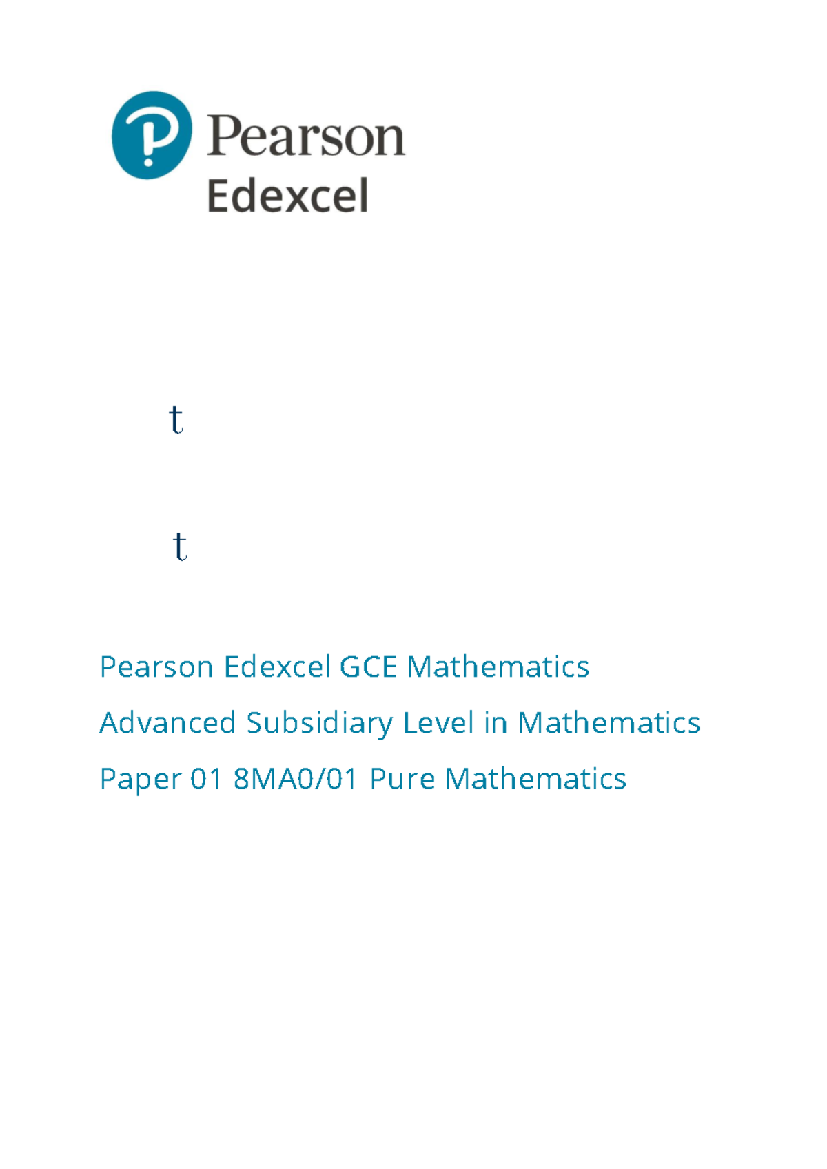 8MA0-01 Pure Mathematics Mock Set 3 Mark Scheme - Studocu