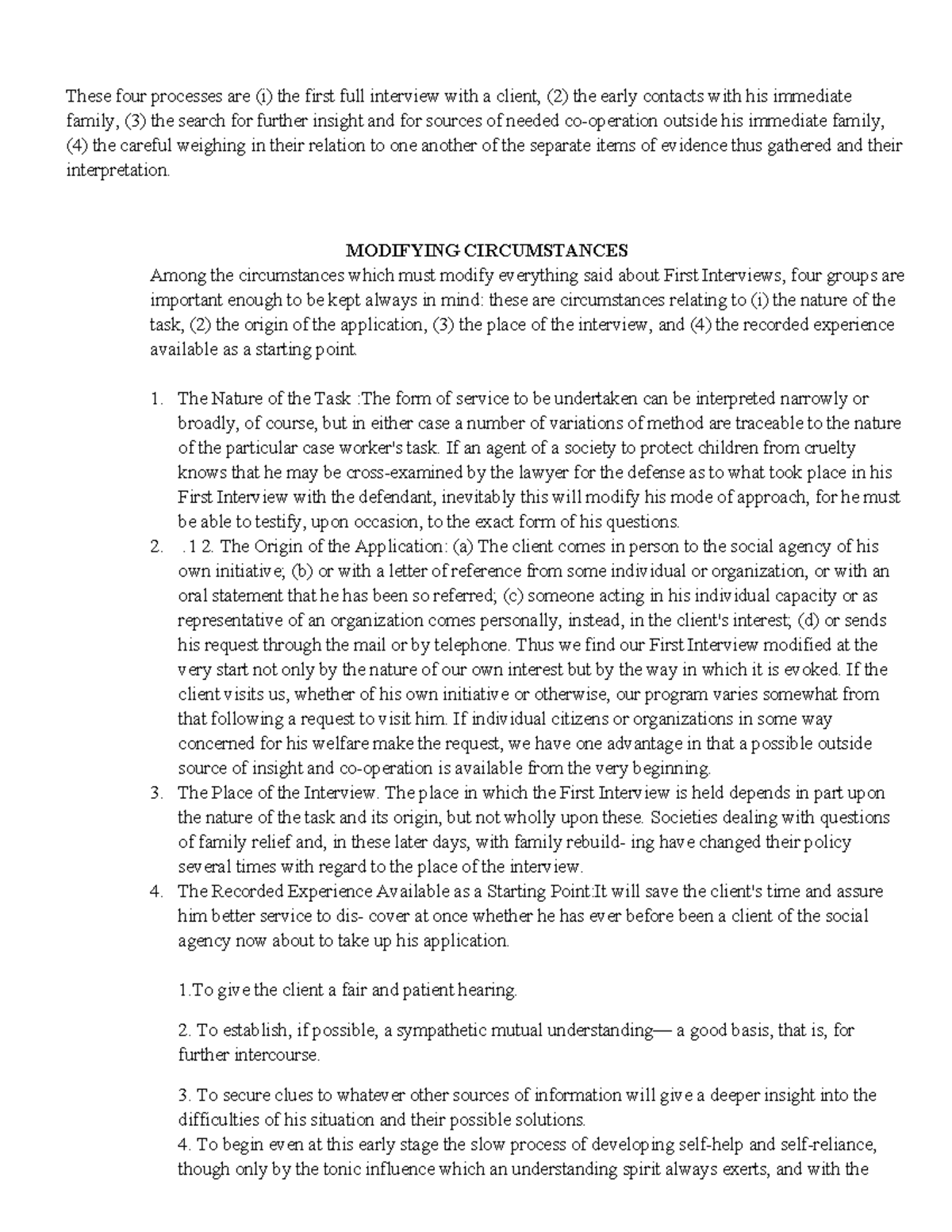 Social Diagnosis: First Interviews and Modifying Circumstances - Studocu