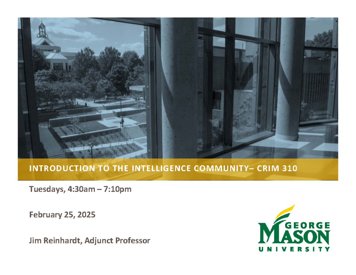 CRIM 310: Overview of Covert Operations & Legal Frameworks in the US ...